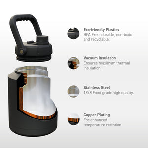 Mighty Jug - Insulated Half Gallon Black & Copper Water Jug | ASOBU ...